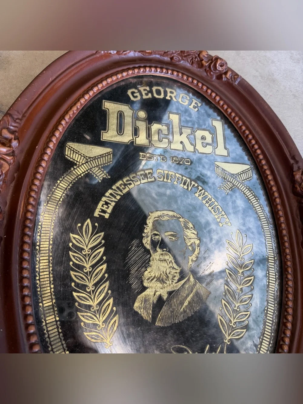 Art | Vintage George Dickel Reverse Painted Wood Frame Whiskey Sign ...